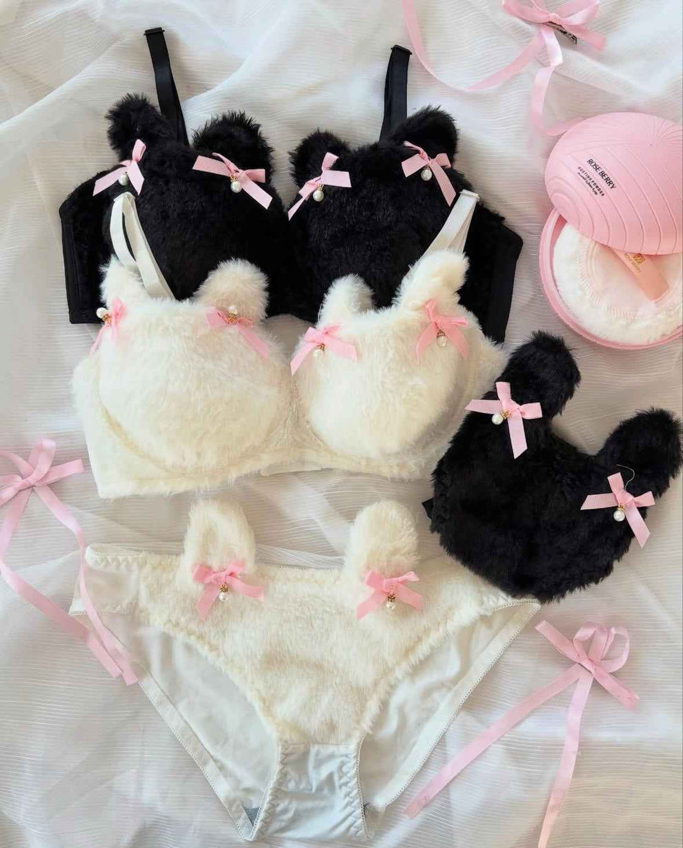 Meaoww Fur Bra Set😸 – Lamaisah pink