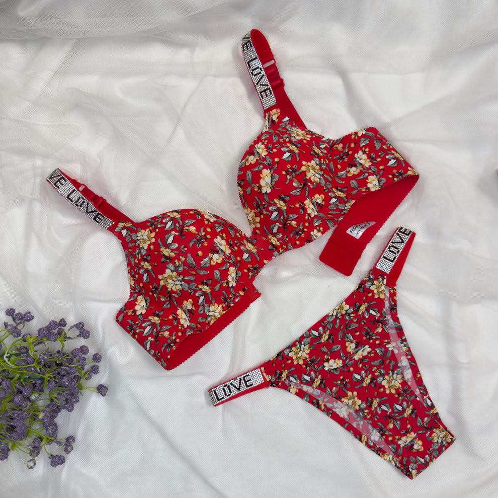 Floral Love Bra Set – Lamaisah pink
